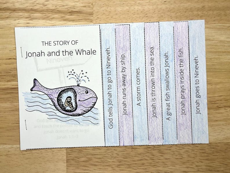 Jonah and the Whale Printable, Kids Bible Lessons, Jonah and the Fish ...