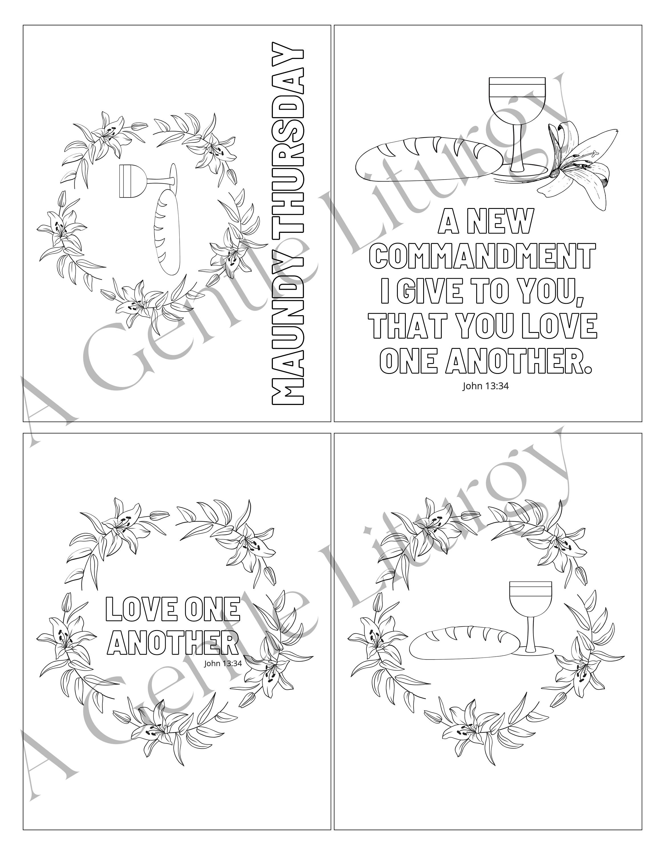Holy Week Bundle 17 Coloring Pages DIY Garland Easter Bible Verses Kids ...