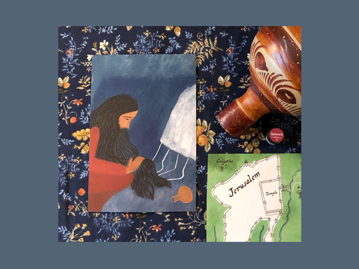 Mary Washing Jesus Feet Art, Holy Week Print, Holy Week Cards, Holy ...