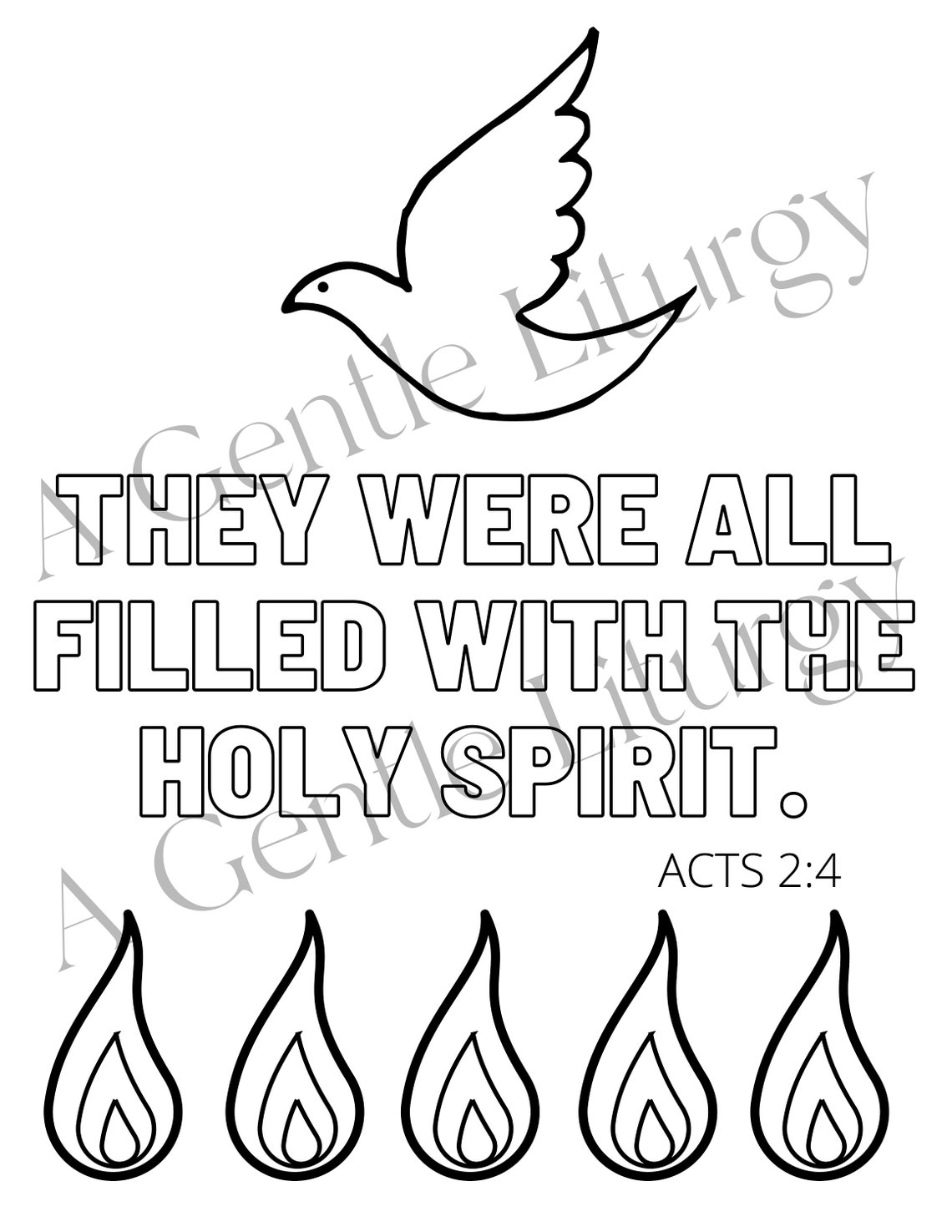 5 Pentecost Coloring Pages + DIY Mobile Craft - Flame and Dove - Holy ...