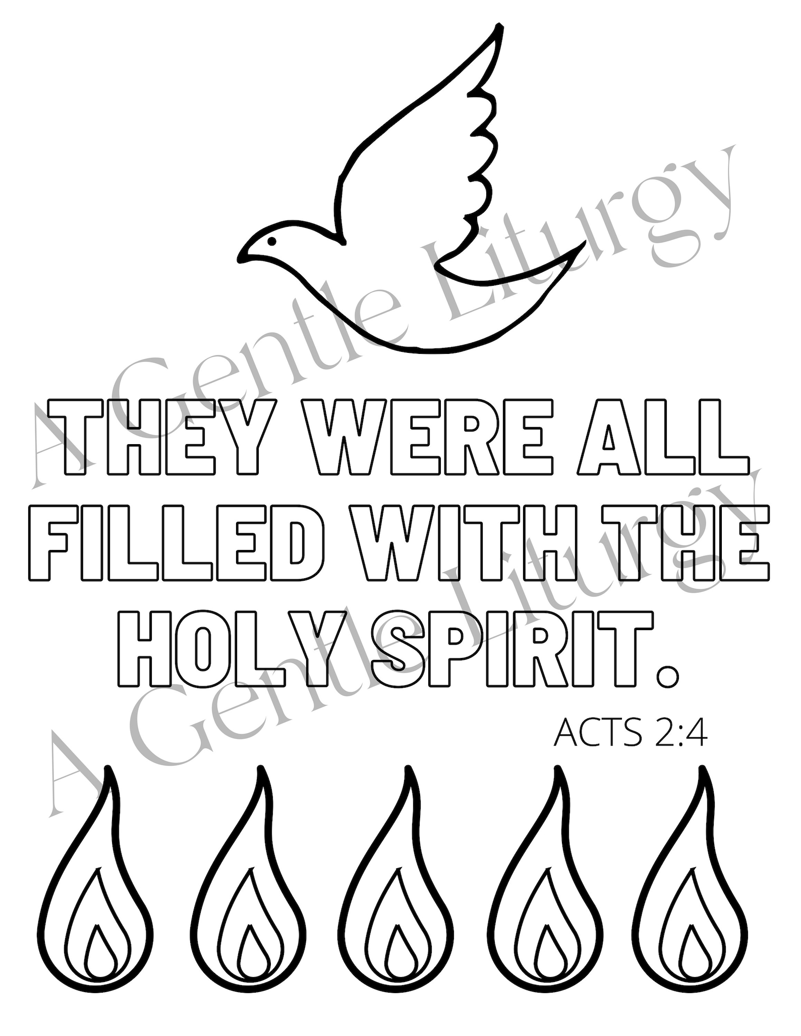 5 Pentecost Coloring Pages + DIY Mobile Craft - Flame and Dove - Holy ...