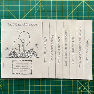 7 Days of Creation Mini Coloring Book, Flip Book, Bible Activity ...