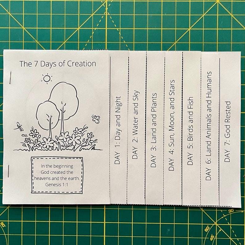 7 Days of Creation Mini Coloring Book, Flip Book, Bible Activity ...