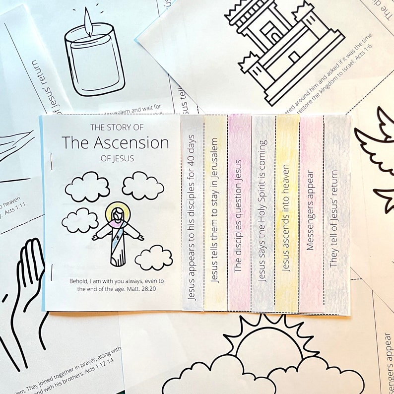 The Ascension 8 Page Mini Coloring Book - Activity - Bible Verses ...
