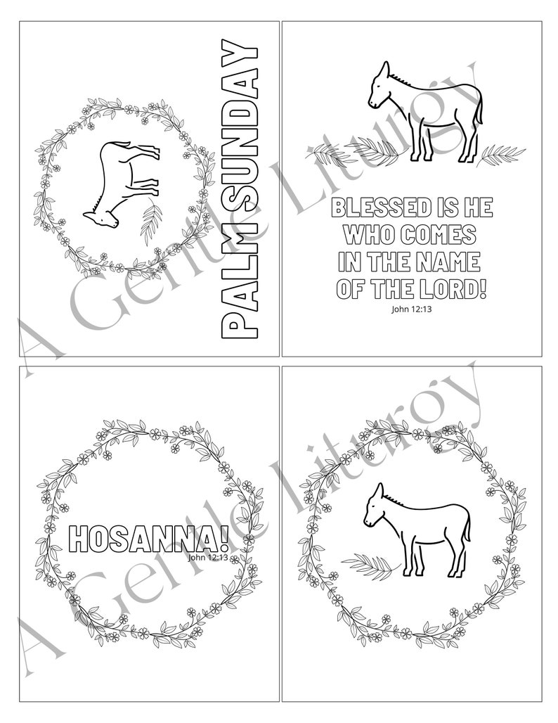 Holy Week Bundle 17 Coloring Pages DIY Garland Easter Bible Verses Kids ...