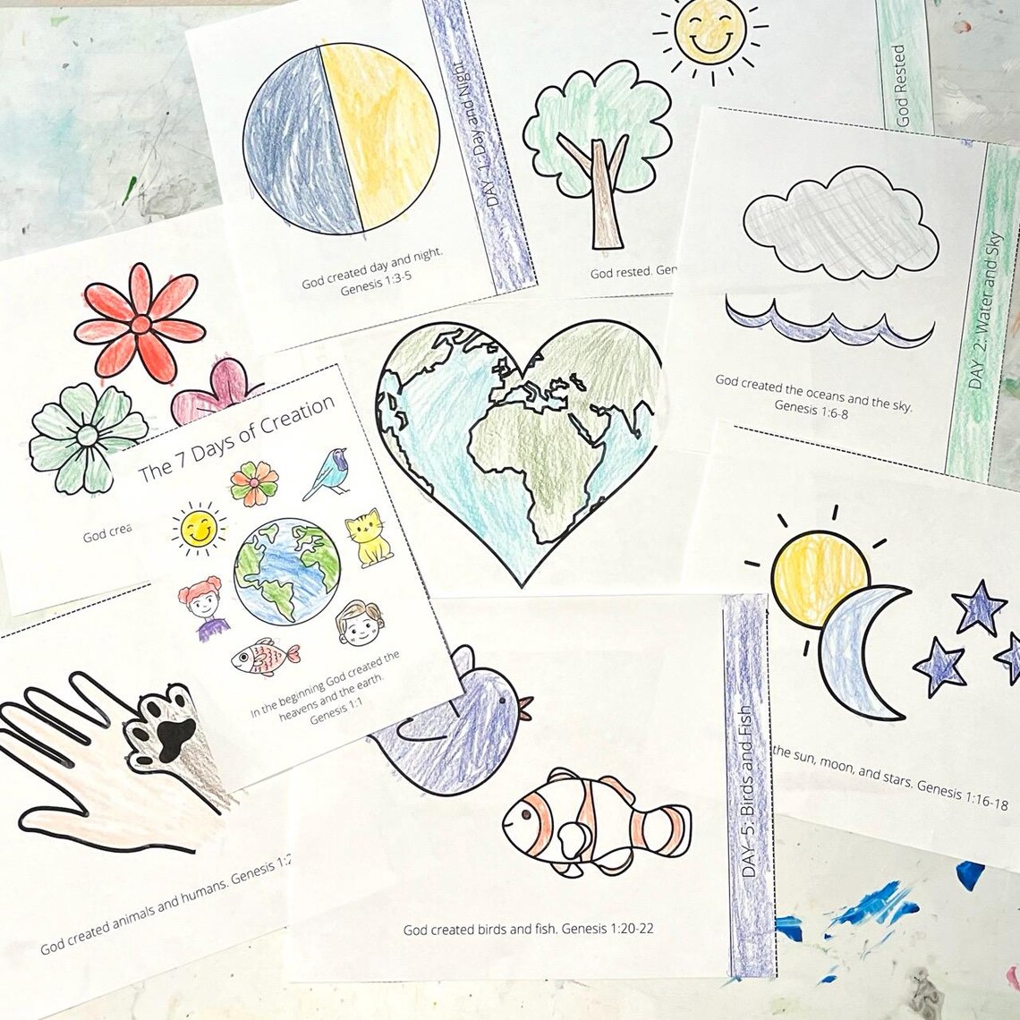 7 Days of Creation Mini Coloring Book, Flip Book, Bible Activity ...