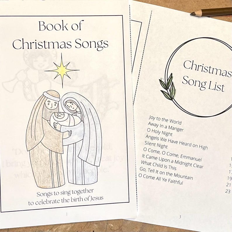 Christmas Songs Coloring Carol Book, Nativity Craft for Kids, Children ...