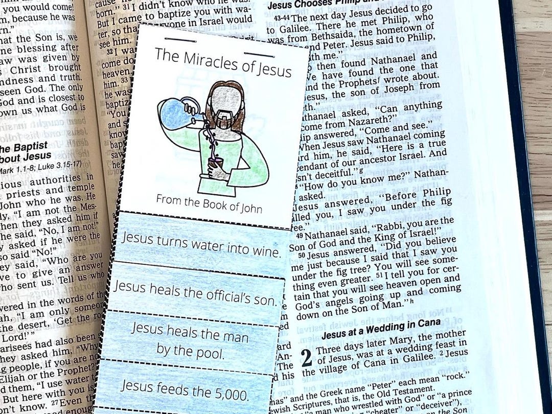 Jesus Miracles of Jesus for Kids, Christian Bookmarks Printable, Kids ...