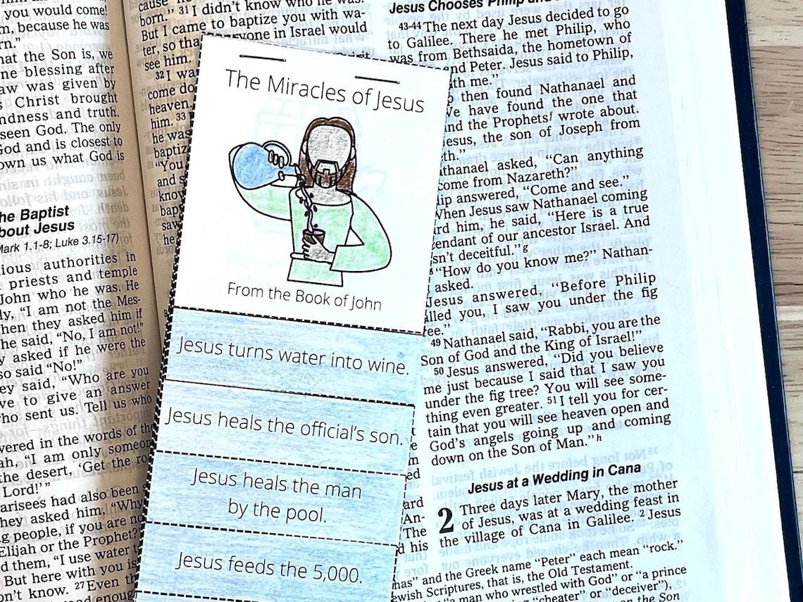 Jesus Miracles of Jesus for Kids, Christian Bookmarks Printable, Kids ...