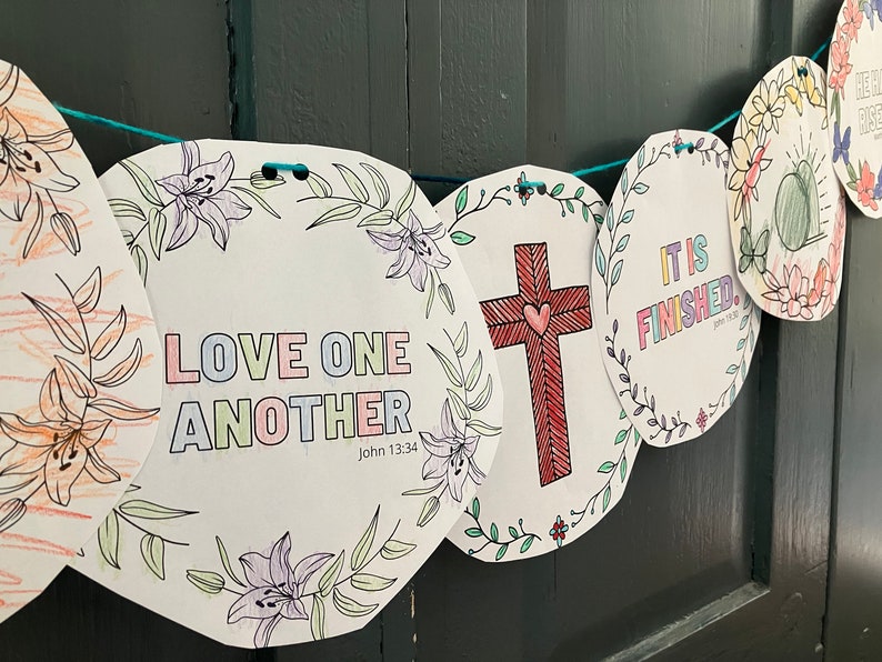 Holy Week Bundle 17 Coloring Pages DIY Garland Easter Bible Verses Kids ...