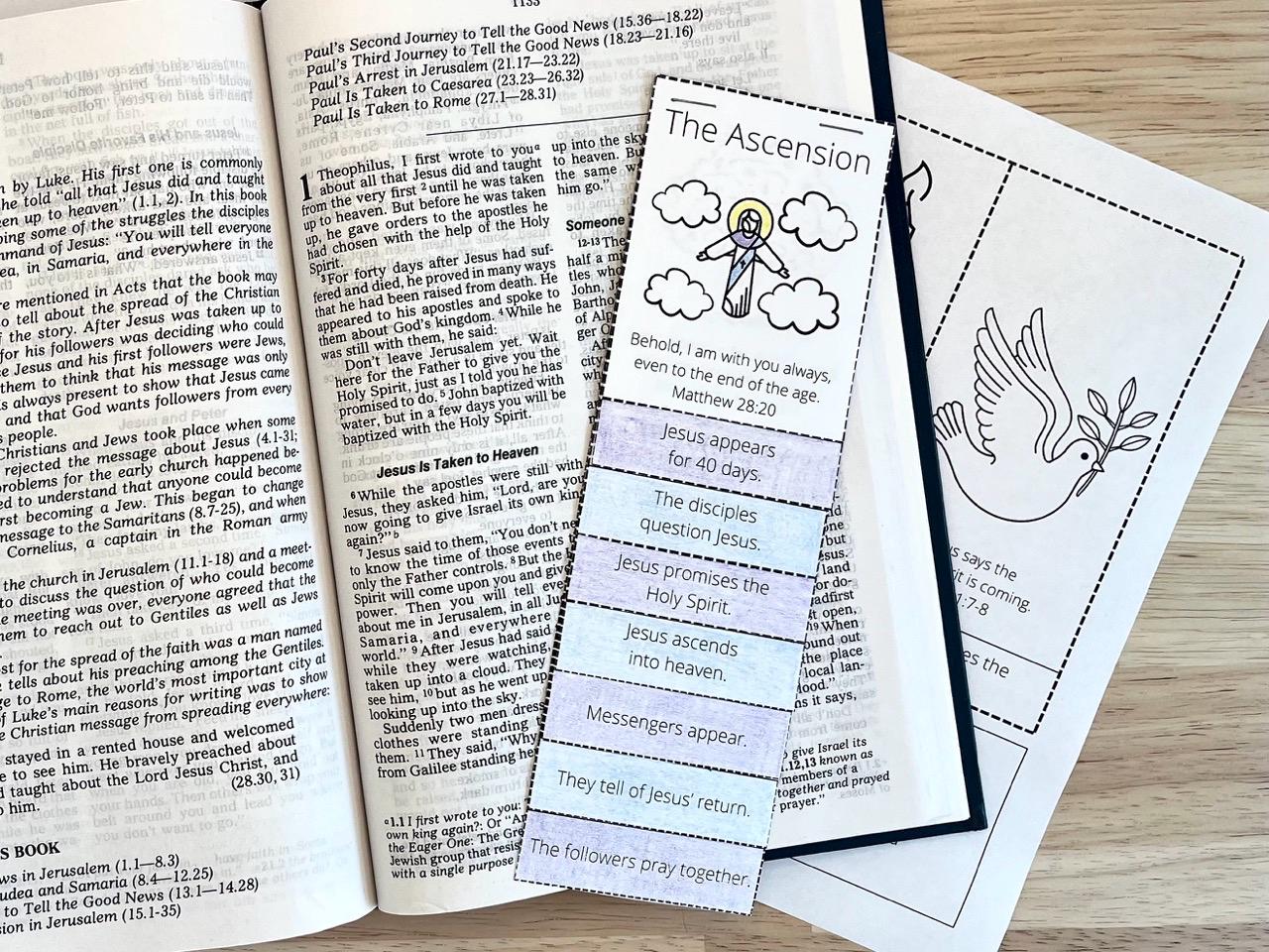 Jesus Ascension Craft, Sunday School Bookmark Activity, Christian ...