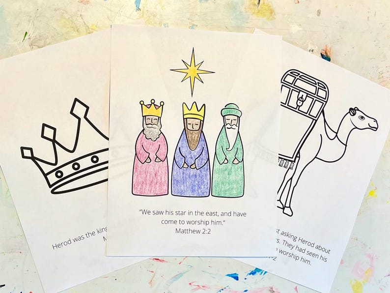 Epiphany Christmas Coloring Sheets, Three Wise Men, Three Kings Day ...