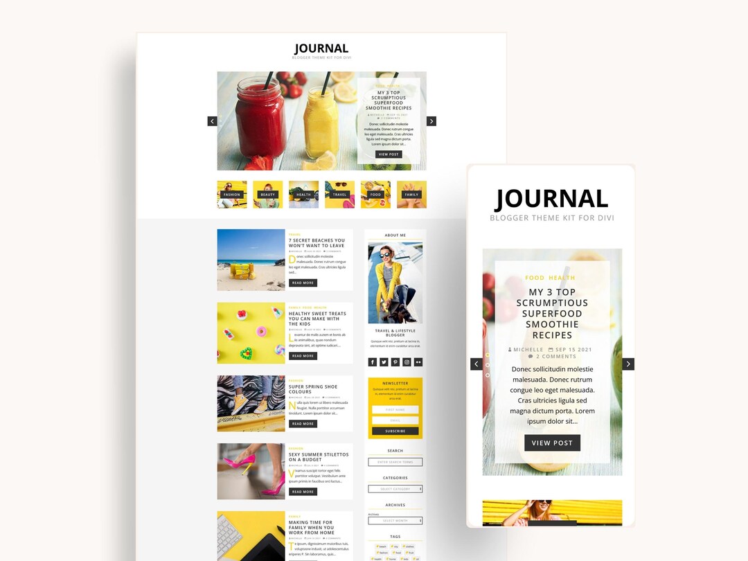 Blog Theme for Wordpress, Blog Template Wordpress, Divi Blog Template ...