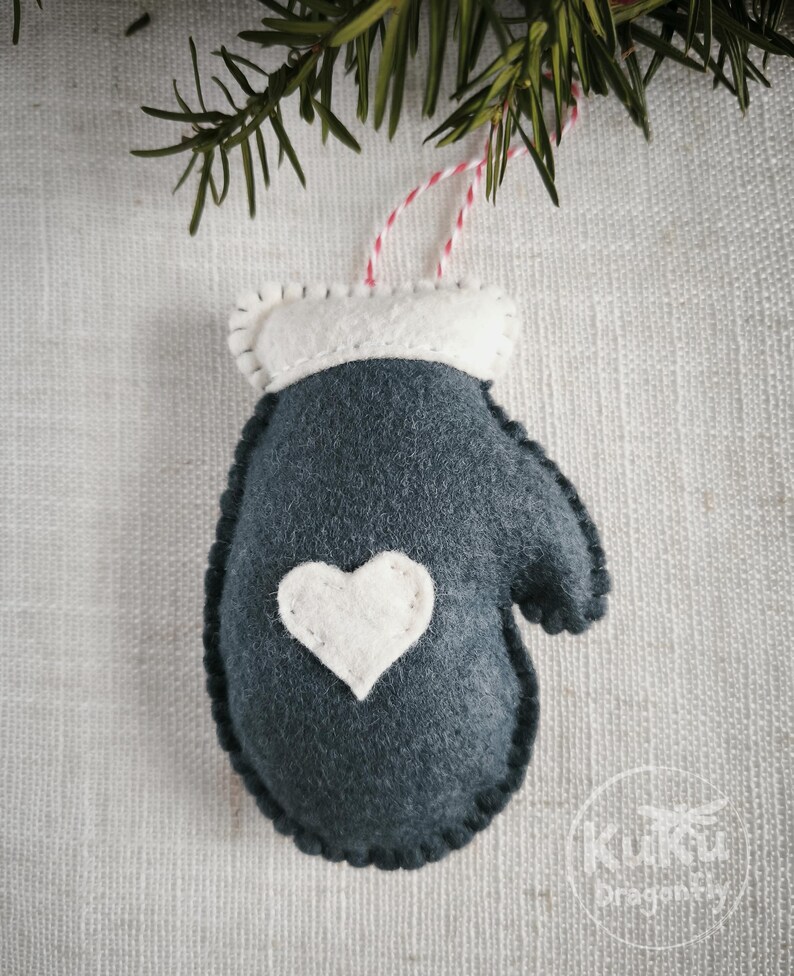 Christmas Mittens Ornament. Handmade Felt Hanging Decoration. - Etsy