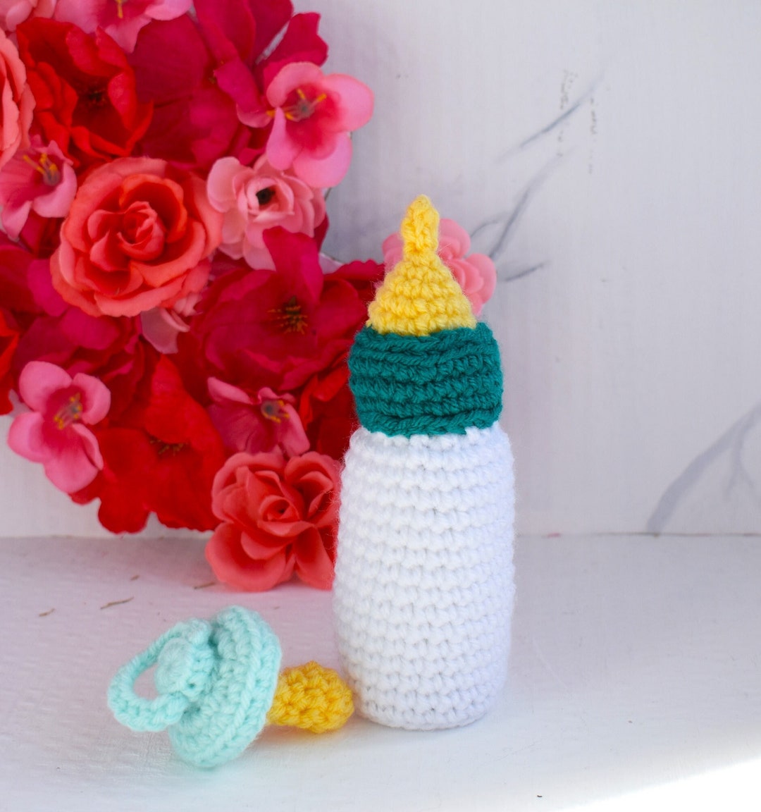Crochet Baby Bottles (cylindrical) and Pacifier - Etsy