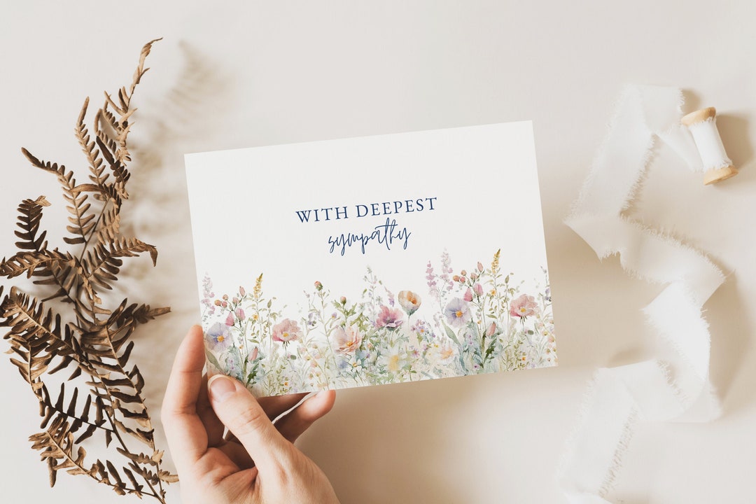 Floral Sympathy Card & Envelope Digital Download - Condolence Printable ...