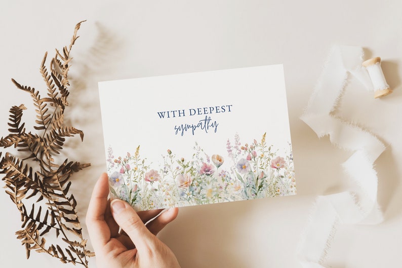 Floral Sympathy Card & Envelope Digital Download - Condolence Printable ...
