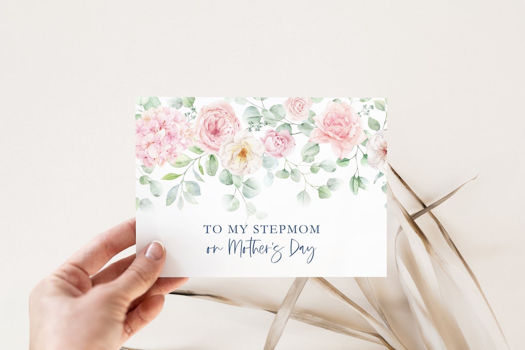 Printable Mother's Day Card for Stepmom - Watercolor Floral Design With ...