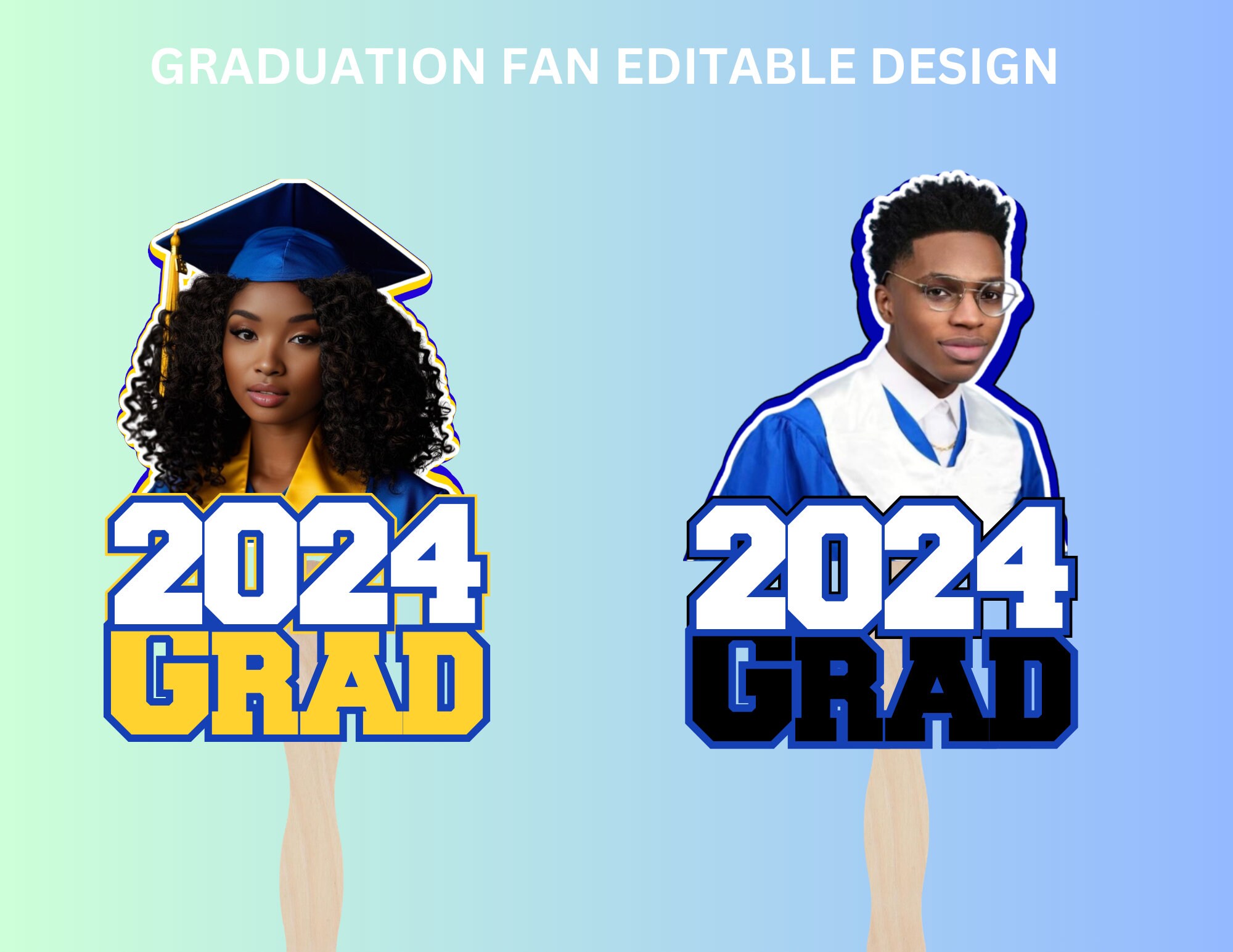 Grad Fan Template, Custom Grad Fan, Graduation Fan SVG, Editable ...