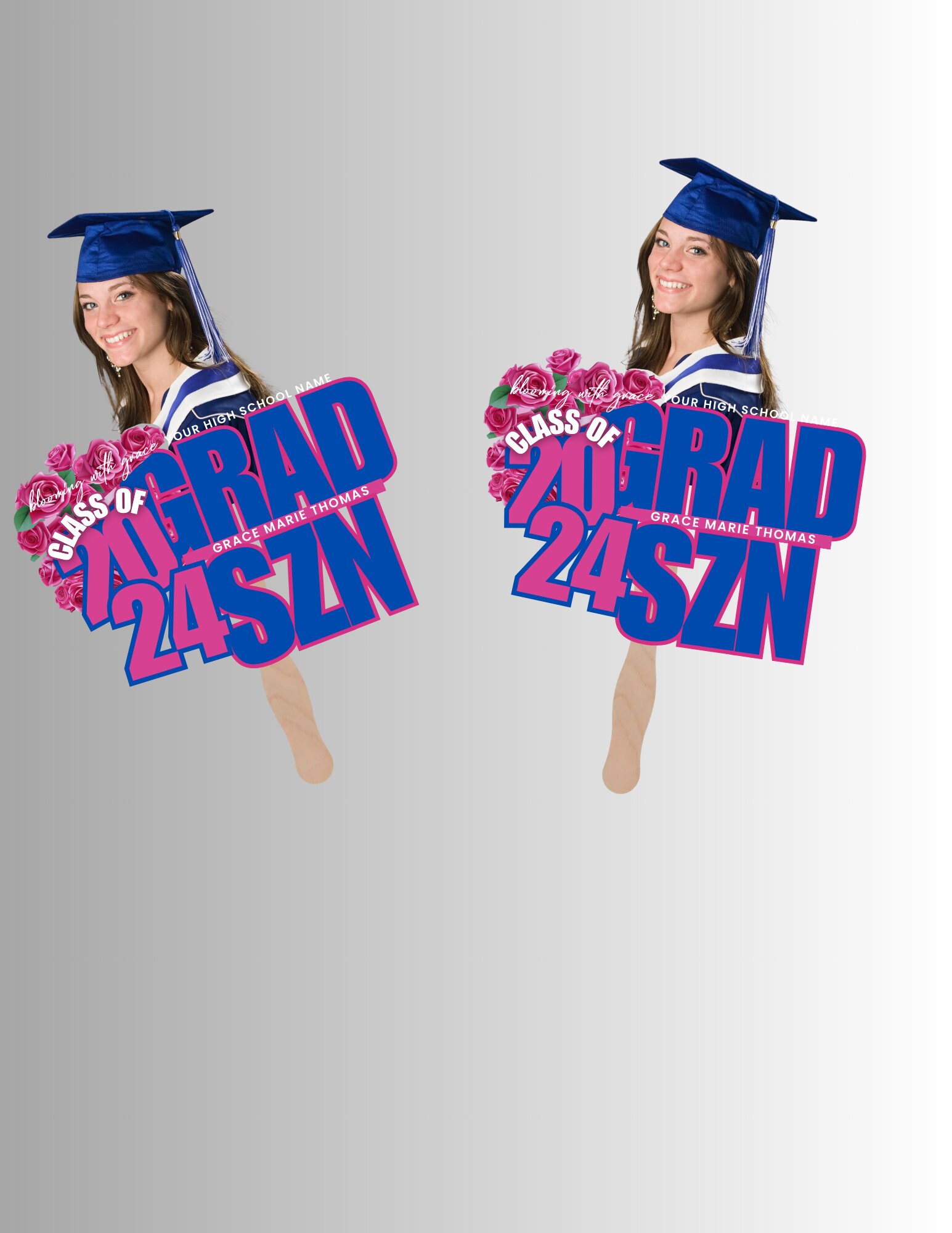 2024 Grad Fan Template Custom Grad Fan Editable Template Canva Template ...