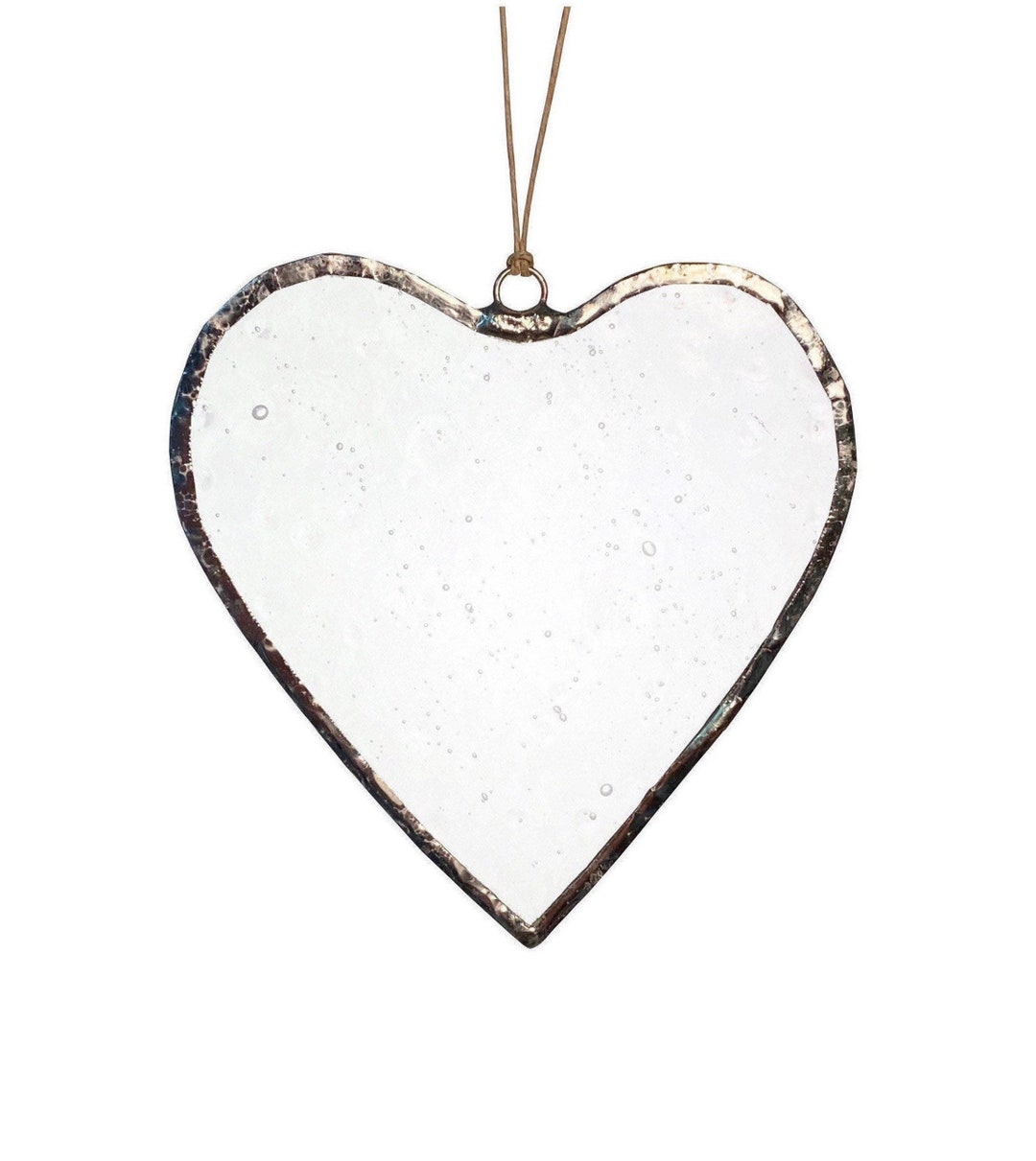 Clear Heart Stained Glass Window Hanging Bubble Texture Heart Etsy