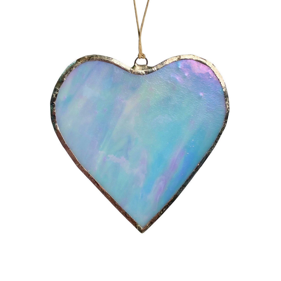 Blue/purple Heart Stained Glass Window Hanging, Heart Suncatcher - Etsy