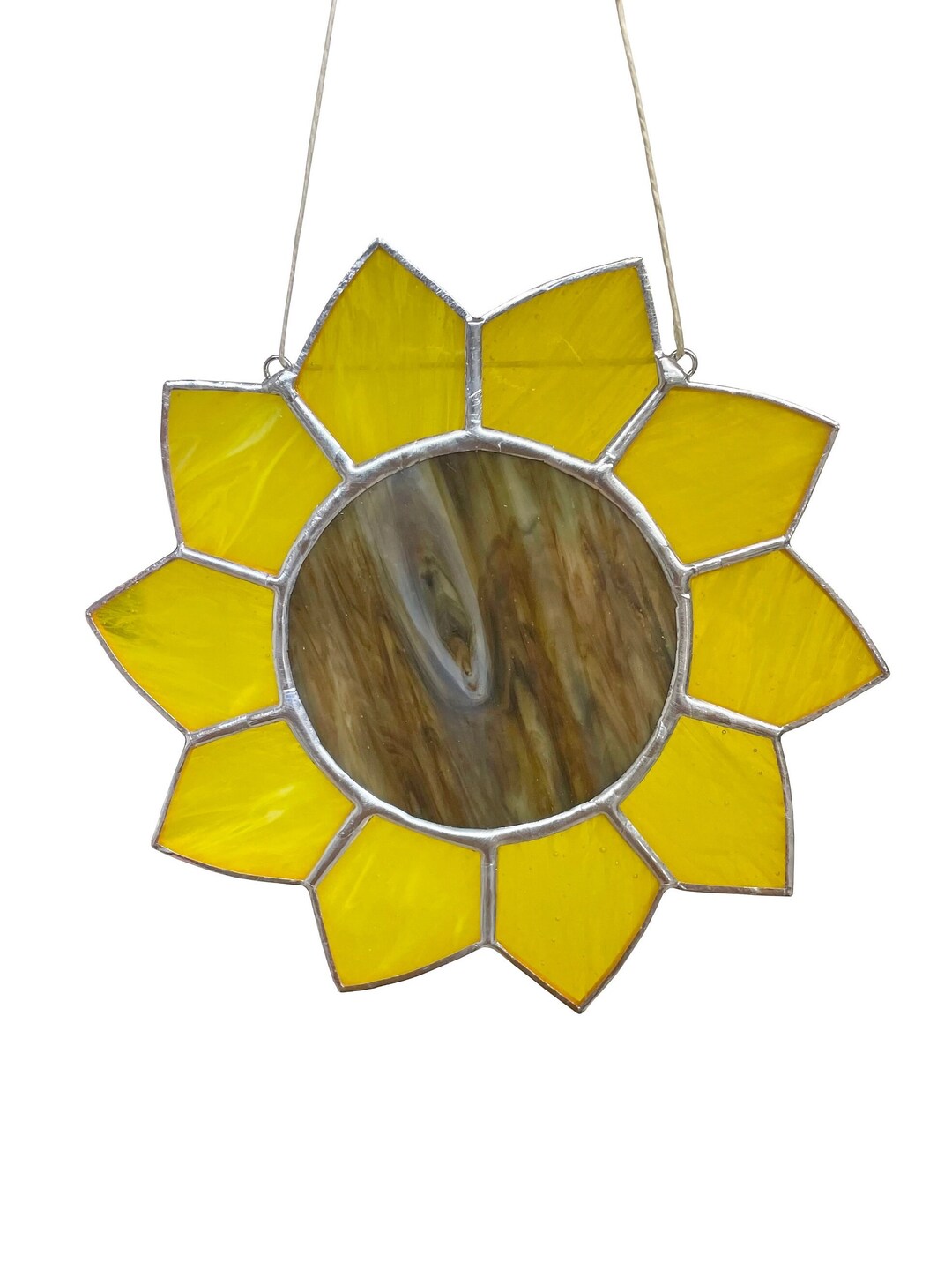 Sunflower Stained Glass Window Hanging, Yellow Flower Suncatcher - Etsy