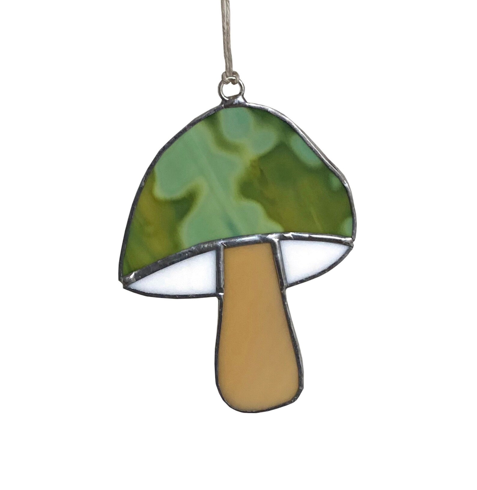 Green Mushroom Stained Glass Window Hanging Mushroom | Etsy