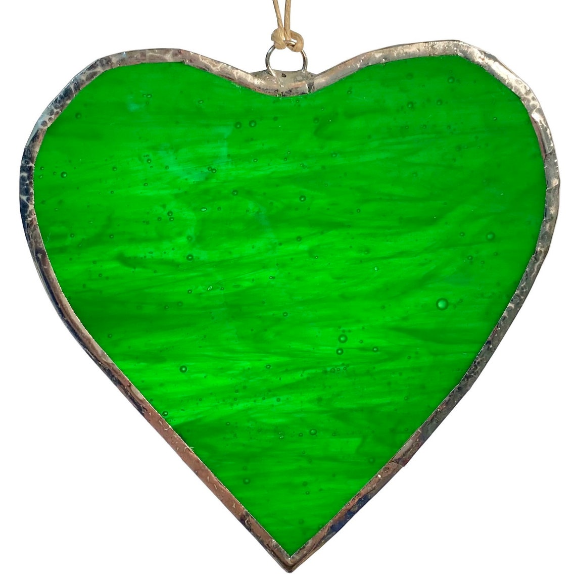 Green Heart Stained Glass Window Hanging Heart Suncatcher Etsy