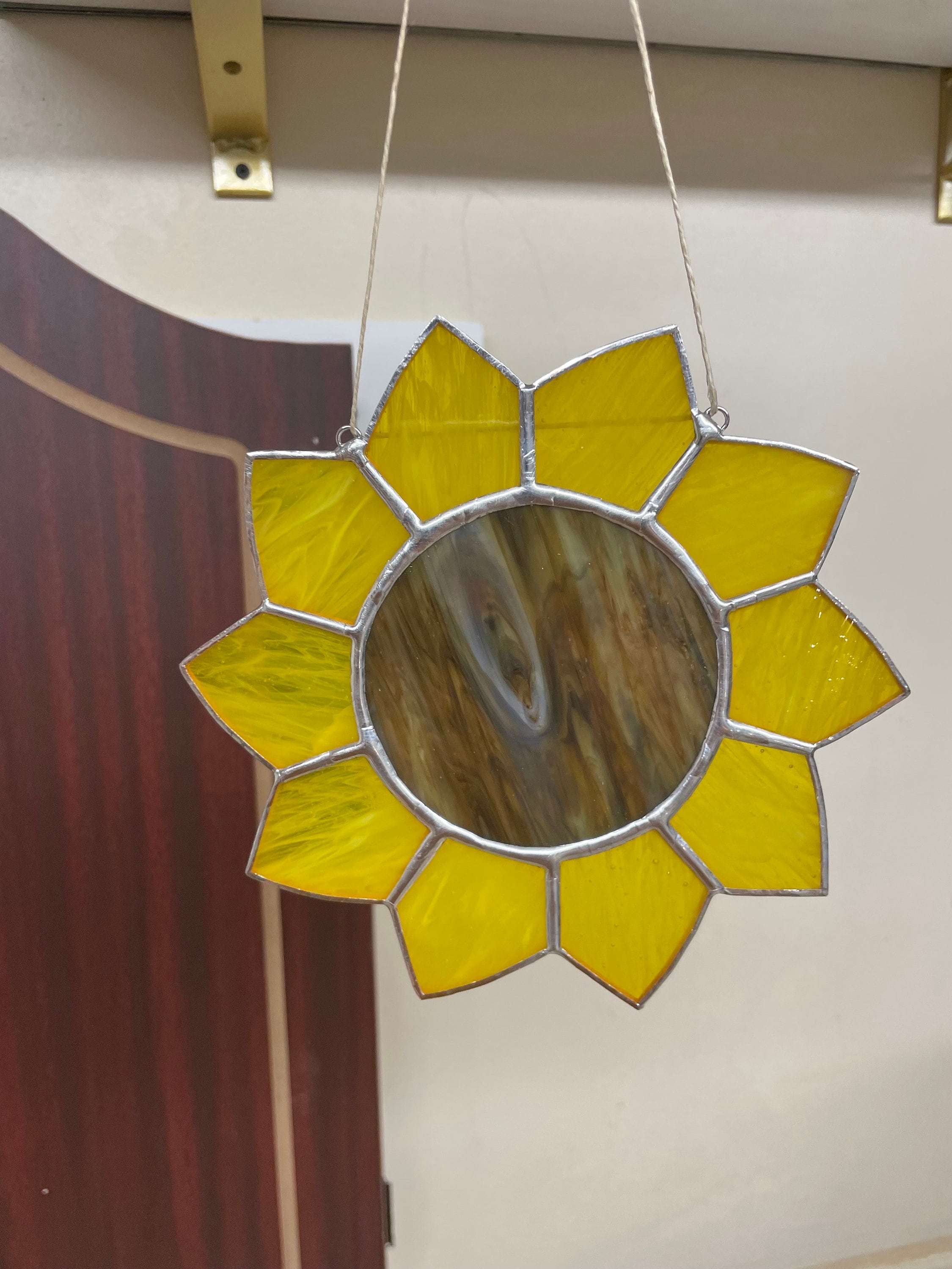 Sunflower Stained Glass Window Hanging, Yellow Flower Suncatcher - Etsy