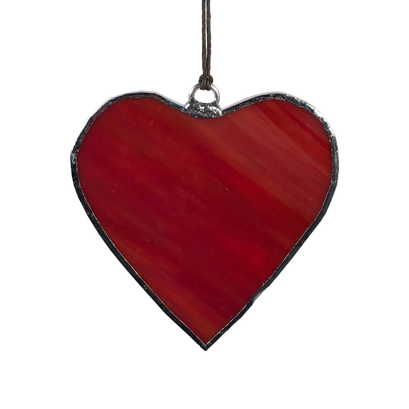 Red Heart Stained Glass Window Hanging Heart Suncatcher Etsy