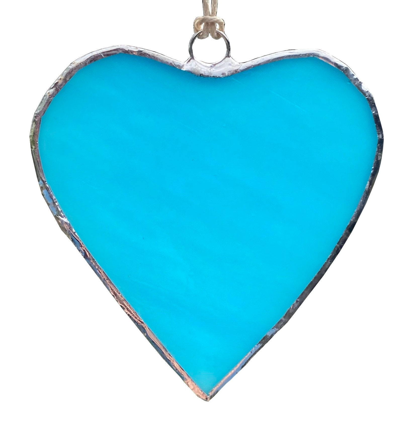 Blue Heart Stained Glass Window Hanging Heart Suncatcher Etsy