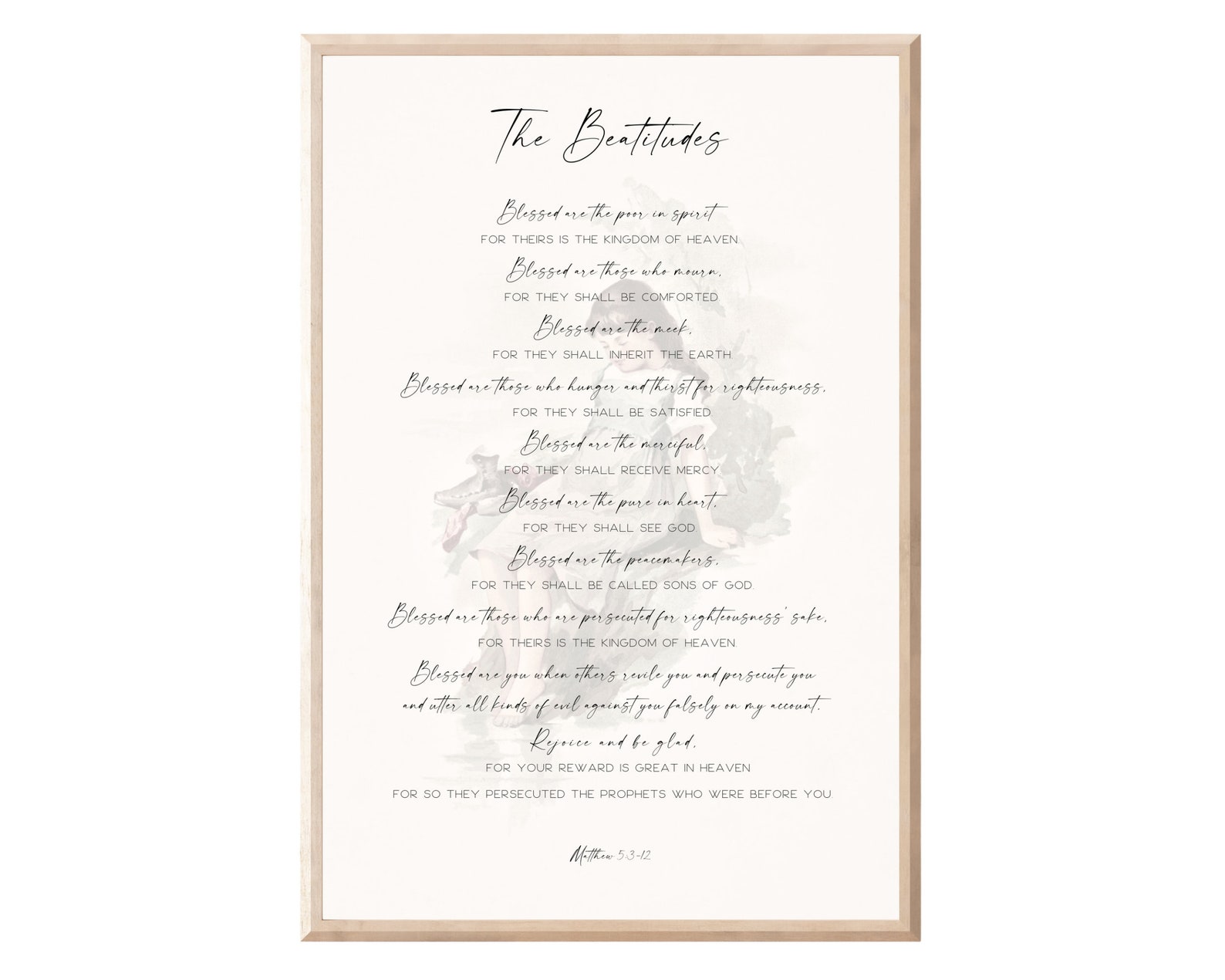 The Beatitudes Matthew 5:3-12 Printable, Bible Verse Wall Art ...