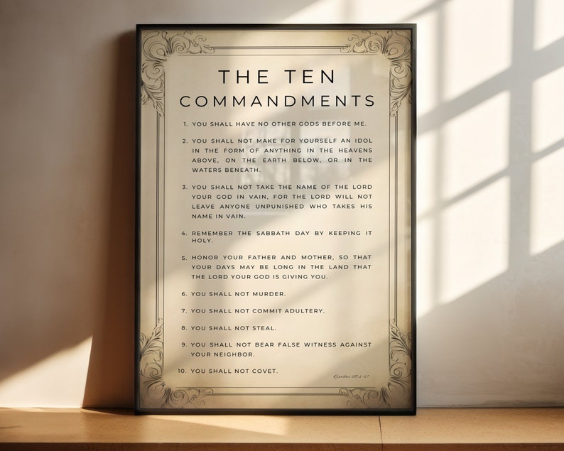 The Ten Commandments - Exodus 20:1-17, Printable, Christian Art, Digital Wall Art, Art Prints ...