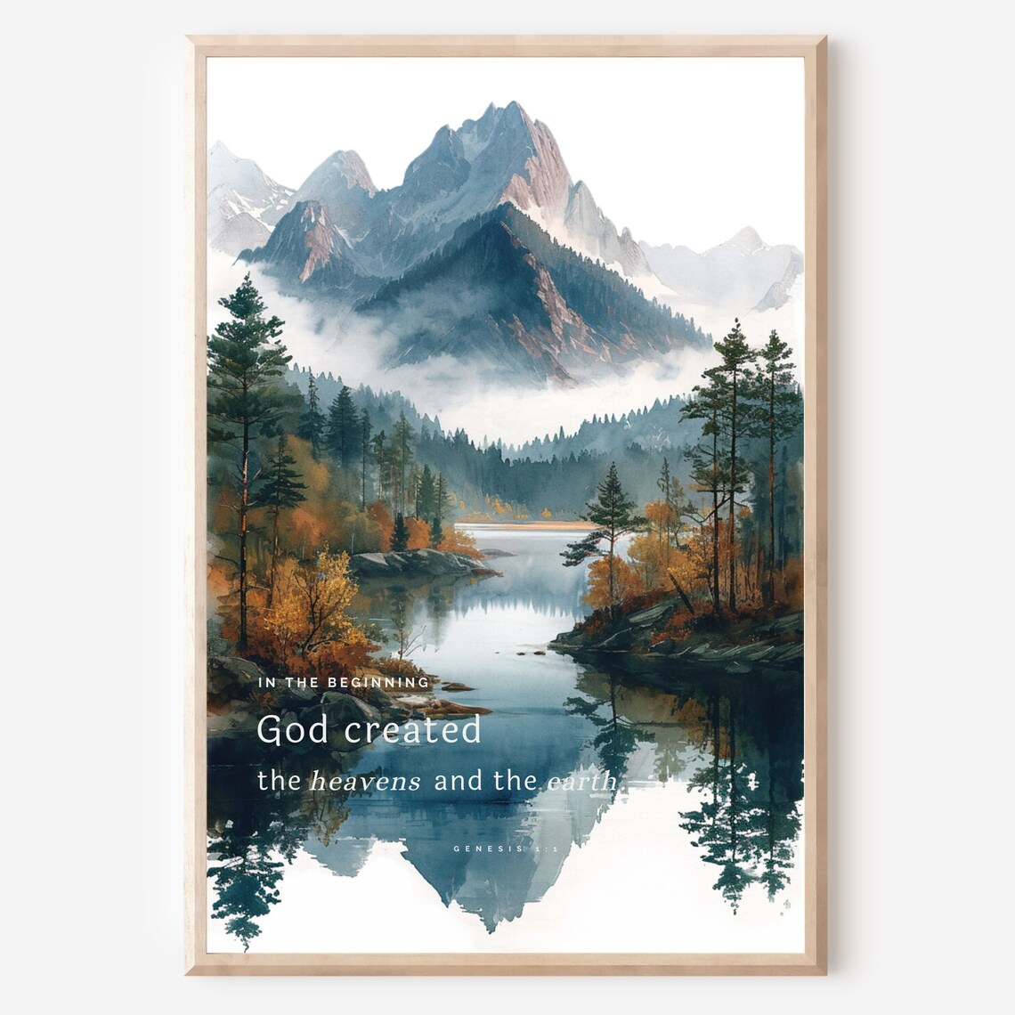Genesis 1:1 in the Beginning, Printable, Christian Art, Digital Prints ...