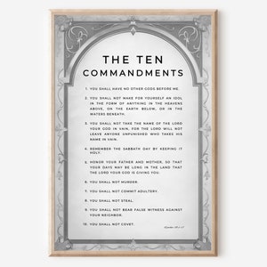 The Ten Commandments - Exodus 20:1-17, Printable, Christian Art ...