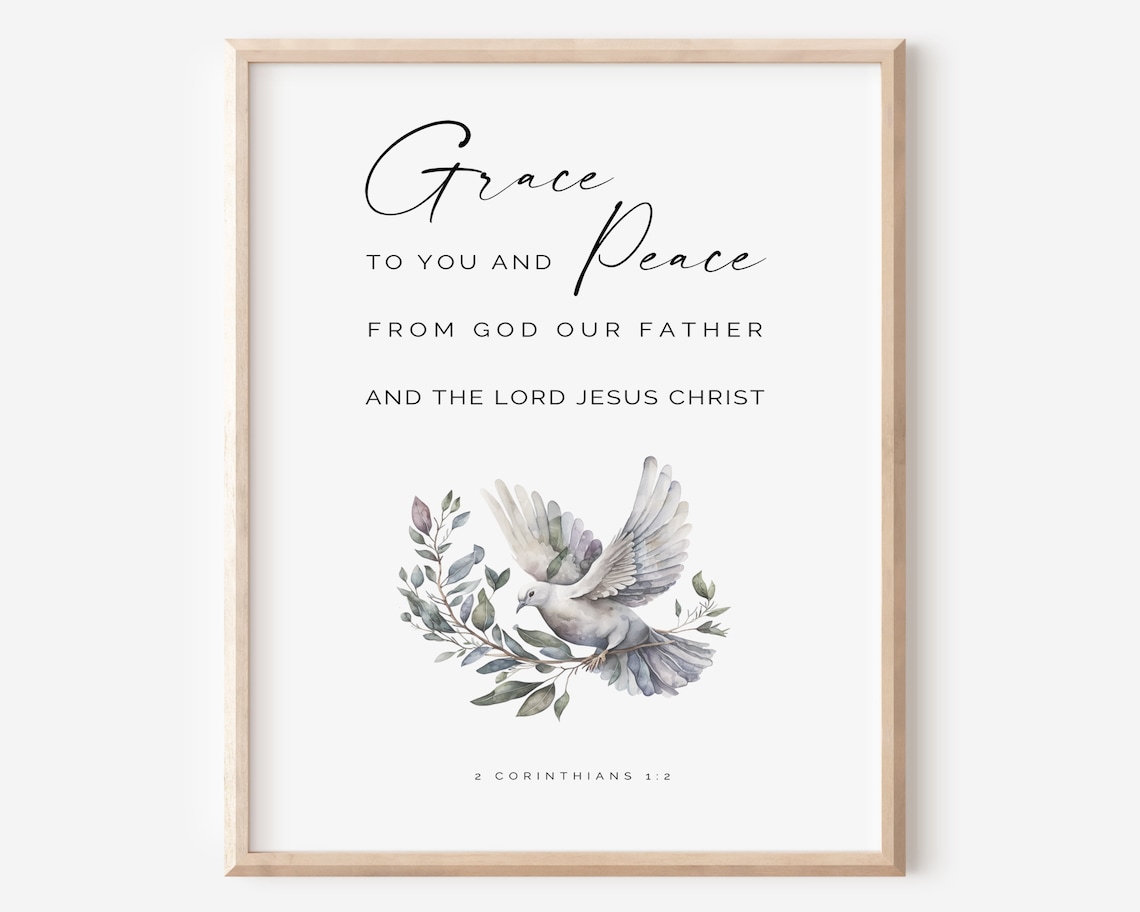 2 Corinthians 1:2 Grace to You and Peace, Bible Verse Wall Art, Christian Wall Art, Modern ...