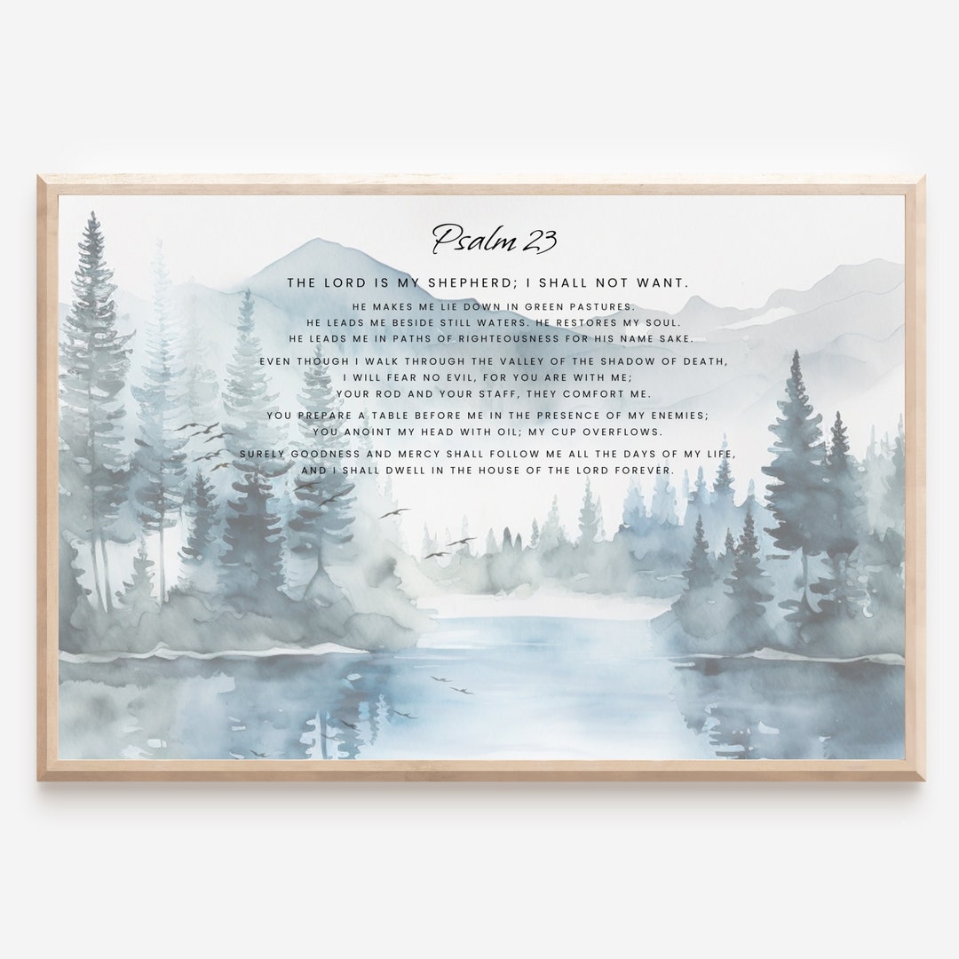Psalm 23 Art Print: Christian Bible Verse Wall Decor (digital Download ...