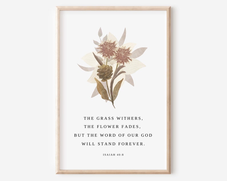 Isaiah 40:8 the Grass Withers Printable Bible Verse Wall Art - Etsy