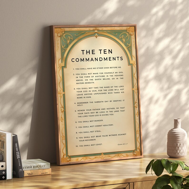 The Ten Commandments - Exodus 20:1-17, Printable, Christian Art ...