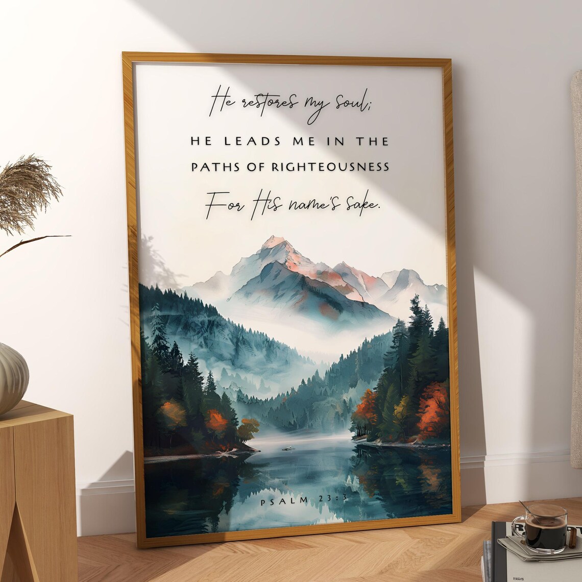 Psalm 23:3 He Restores My Soul, Printable, Christian Art, Bible Verse ...