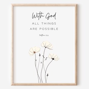 Matthew 19:26 With God All Things Are Possible, Printable Christian Art ...