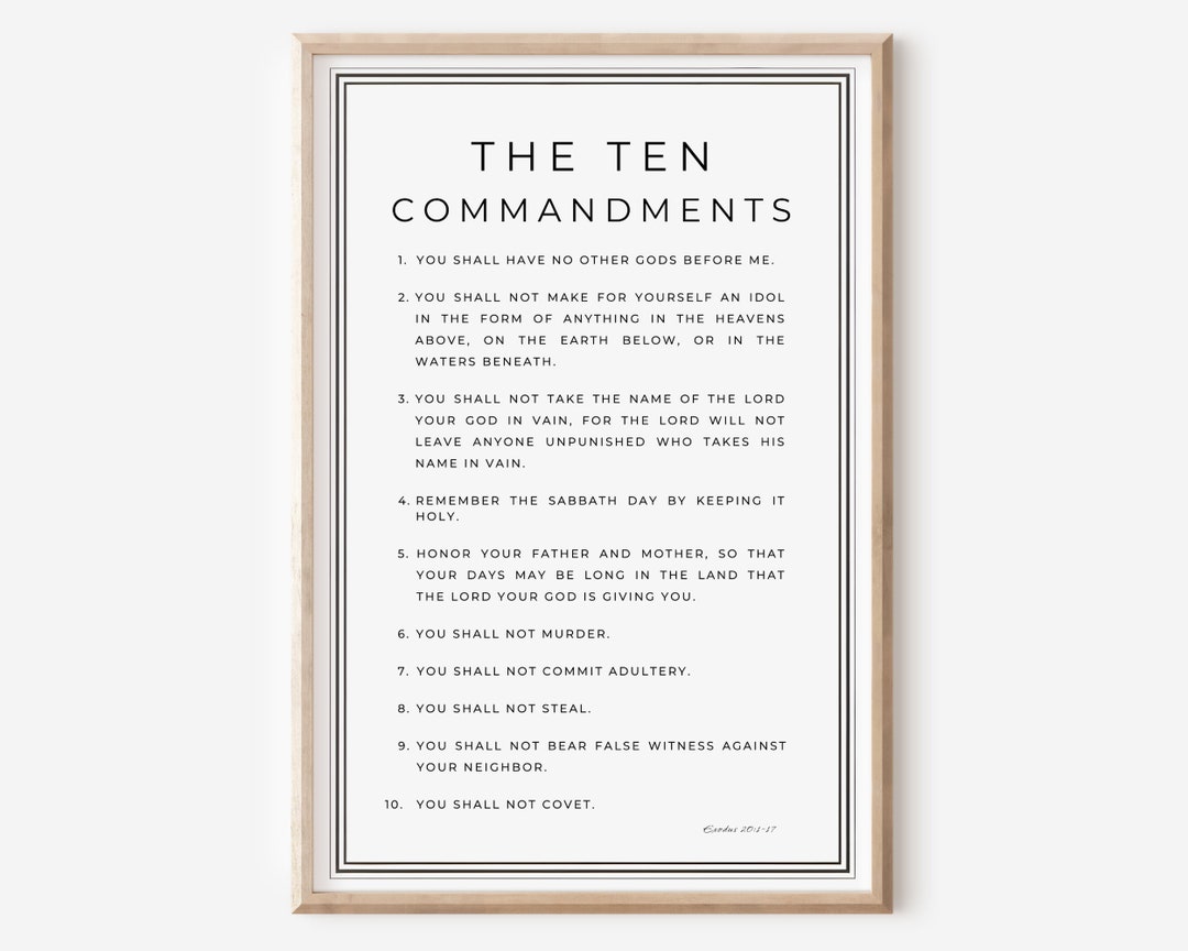 The Ten Commandments - Exodus 20:1-17, Printable, Christian Art ...