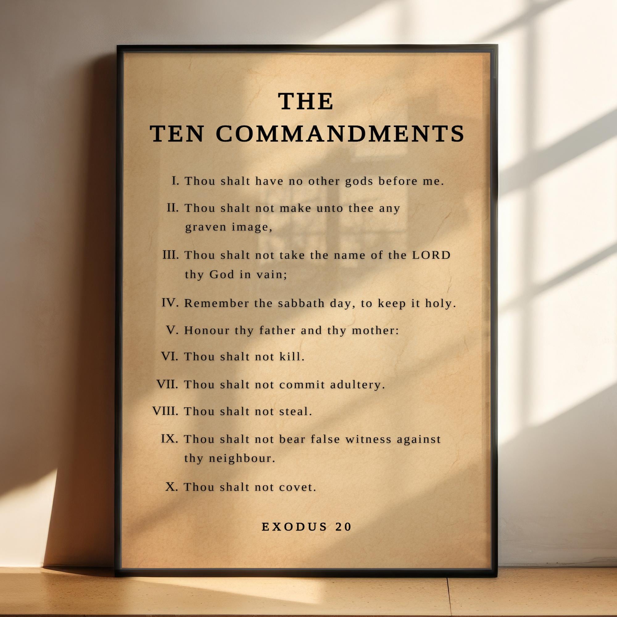 The Ten Commandments - Exodus 20:1-17, Printable, Christian Art, Digital Wall Art, Art Prints ...