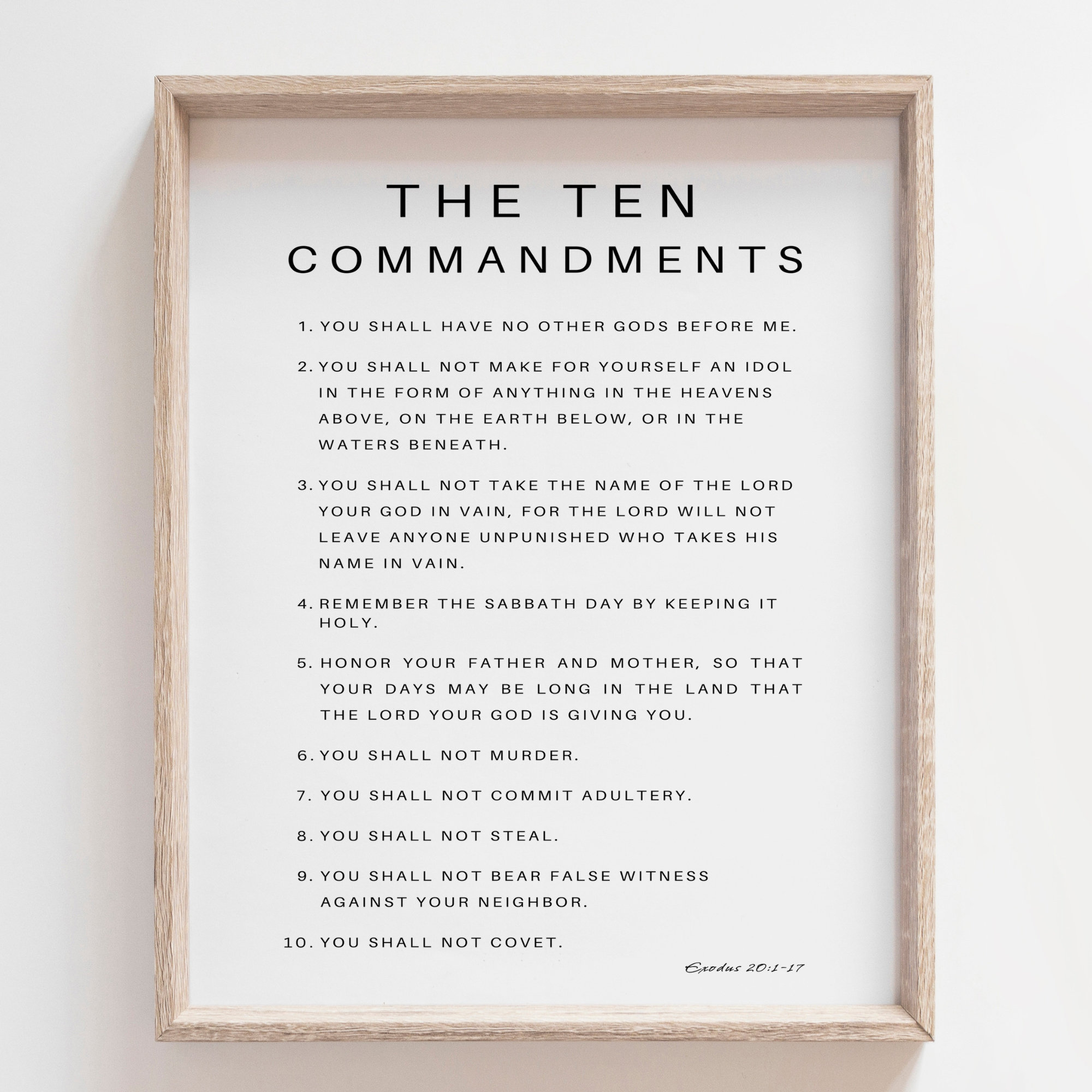 The Ten Commandments - Exodus 20:1-17, Printable, Christian Art ...