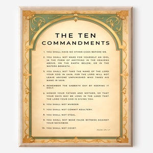 The Ten Commandments - Exodus 20:1-17, Printable, Christian Art ...