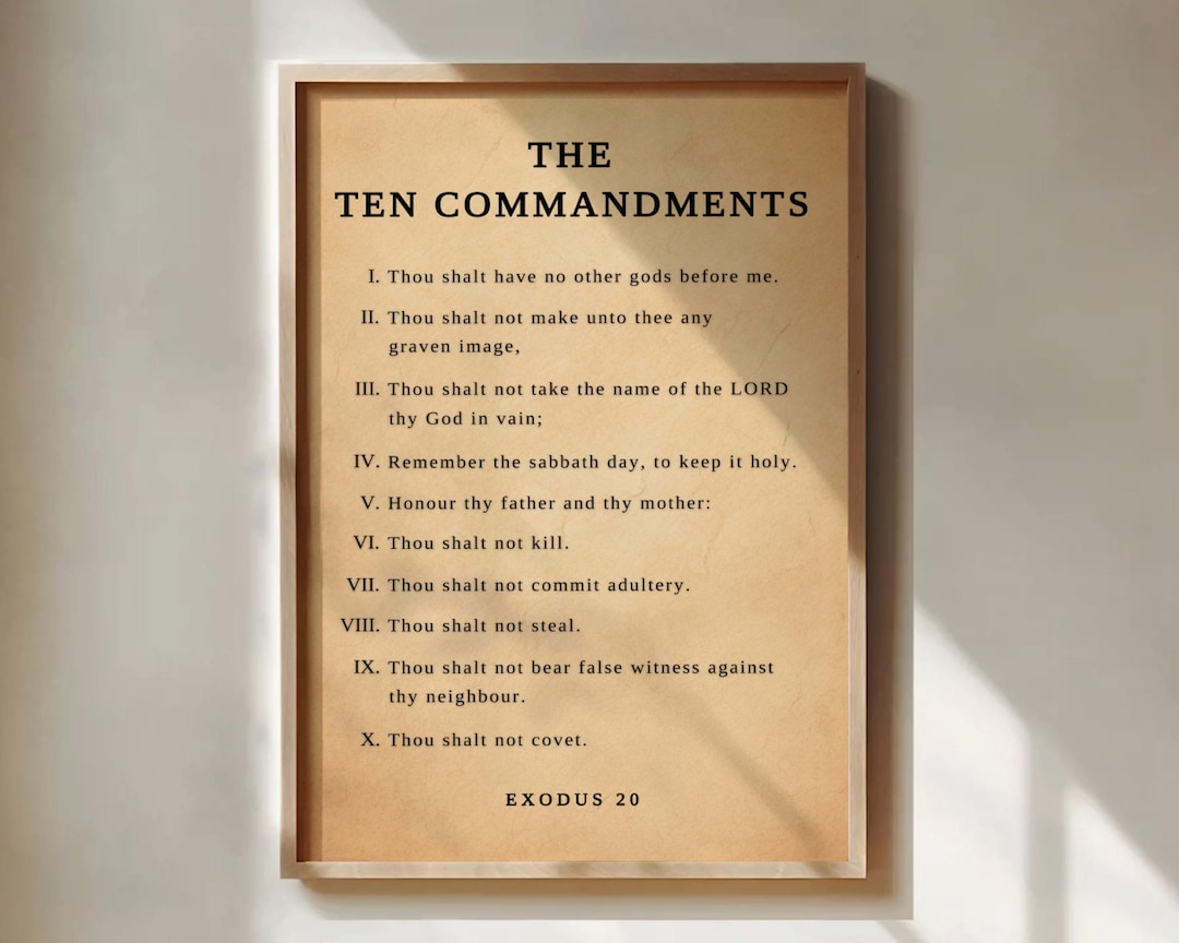 Ten Commandments Art Print: Exodus 20, Christian Wall Art (digital ...
