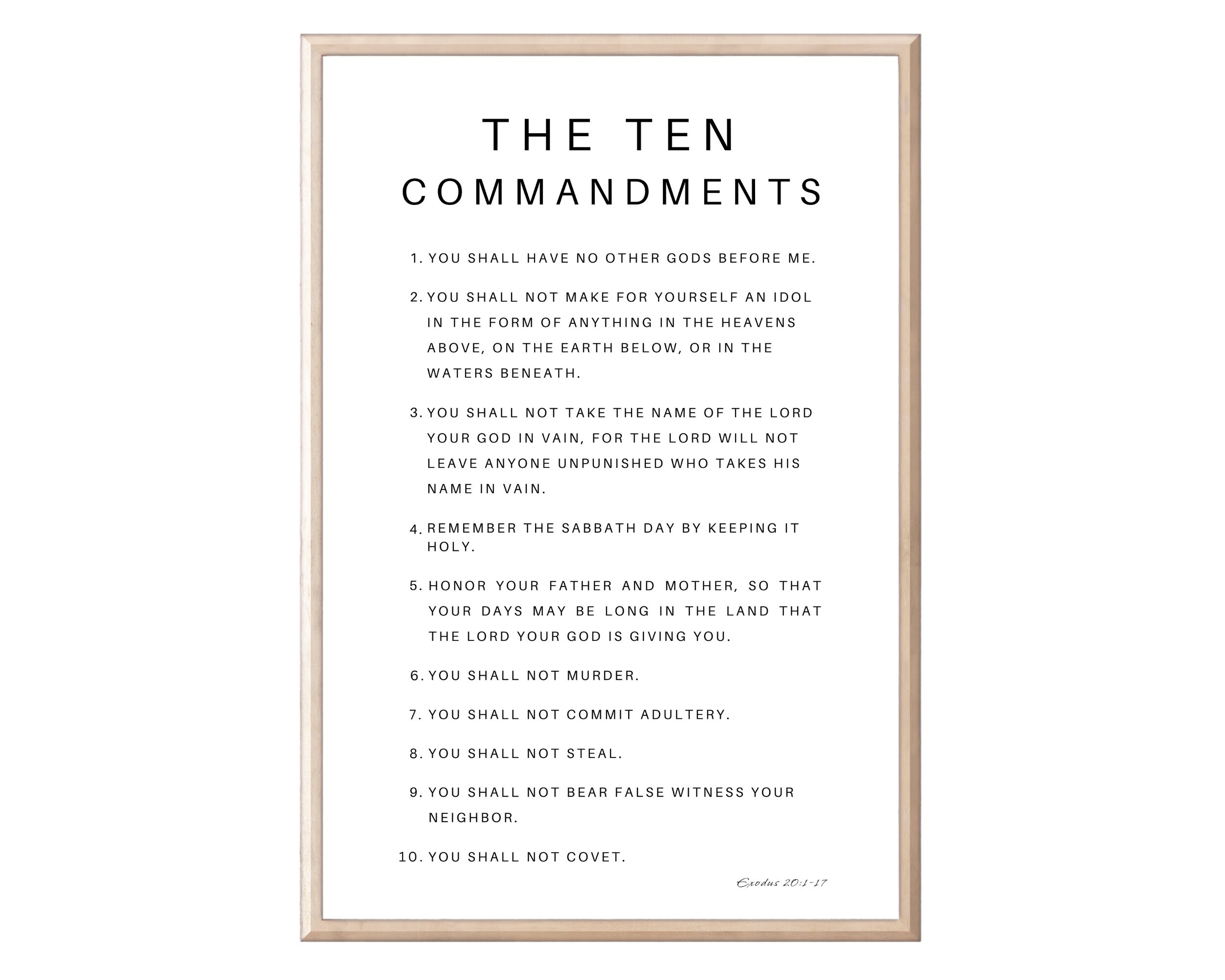 The Ten Commandments Exodus 20:1-17, Printable Christian Art ...