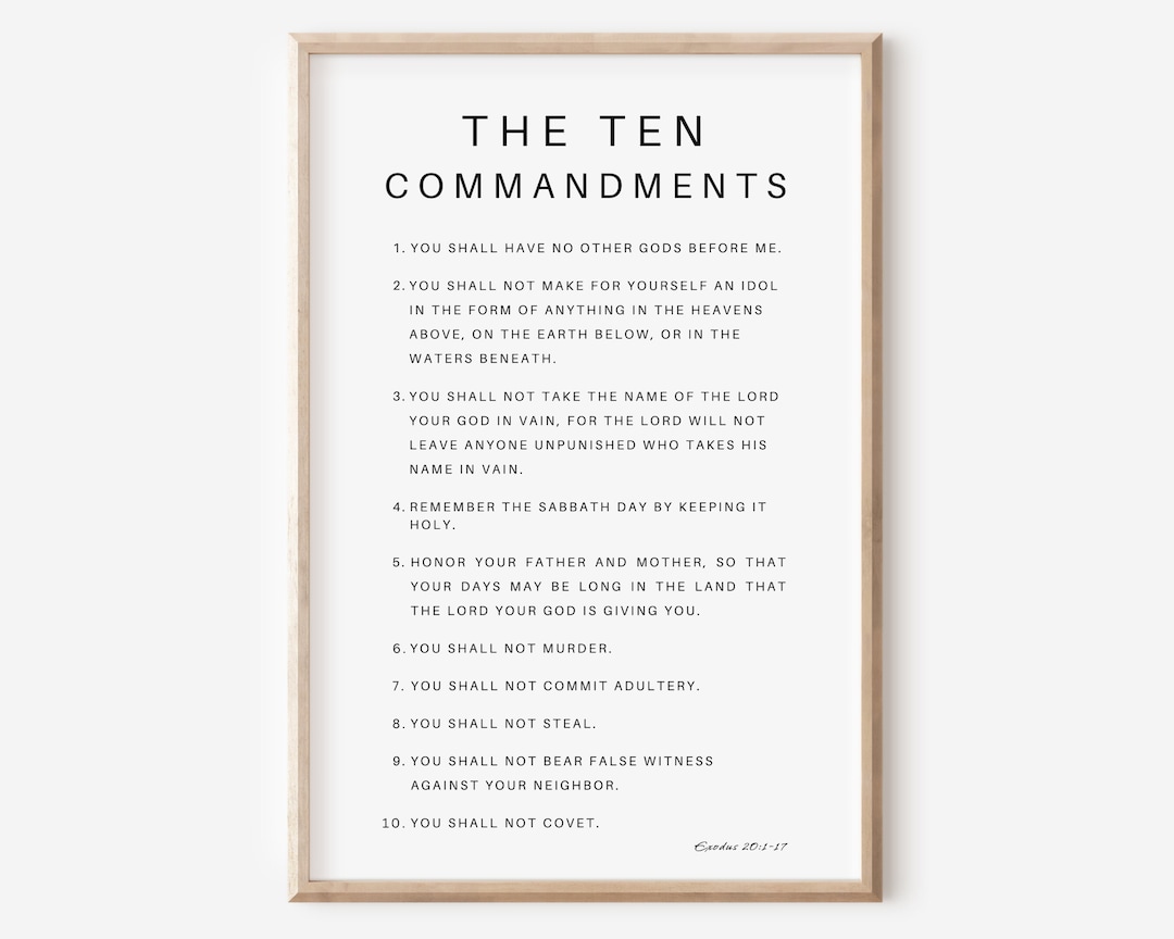 The Ten Commandments Print – Exodus 20:1-17, Bible Verse (digital ...