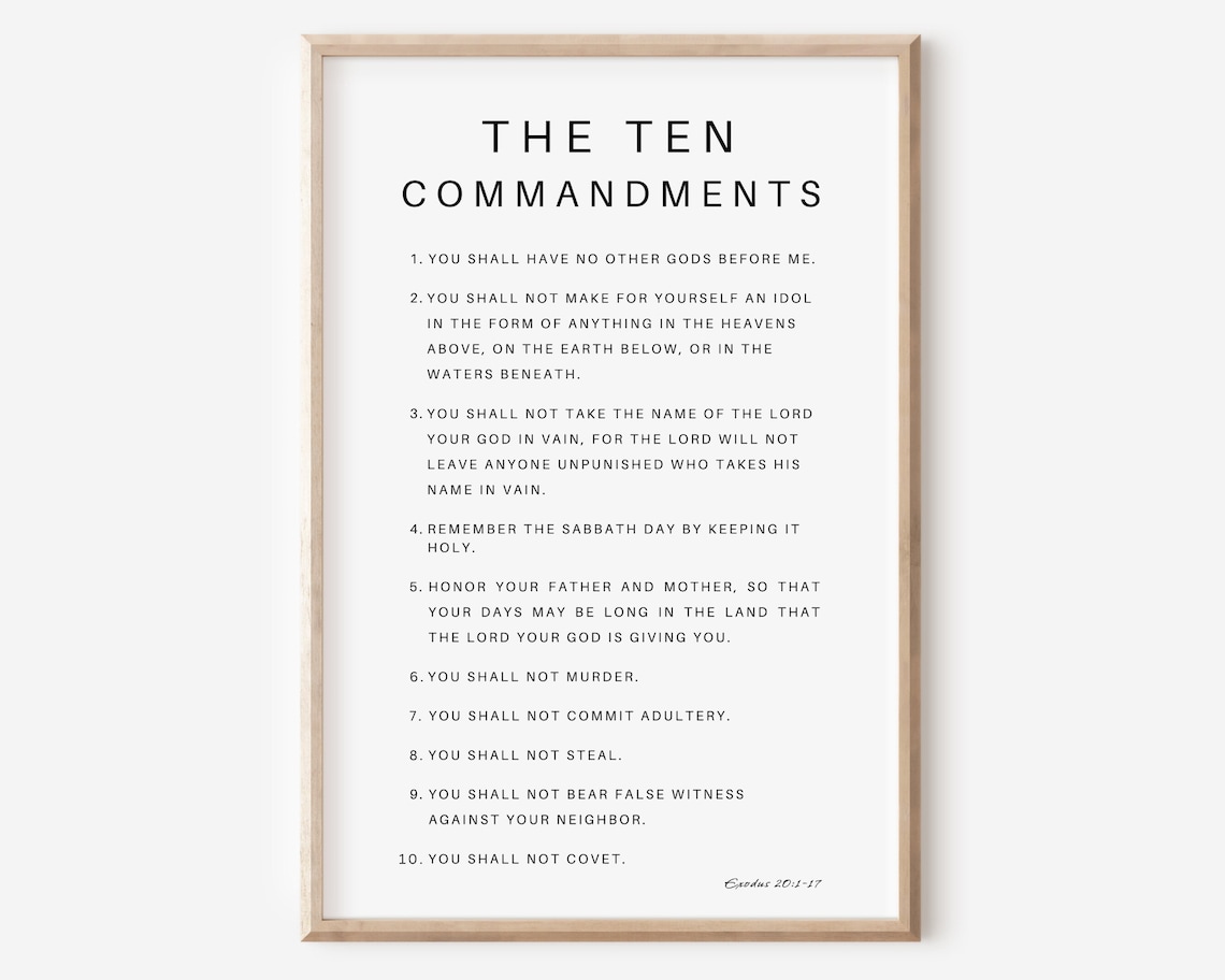 The Ten Commandments - Exodus 20:1-17, Printable, Christian Art ...